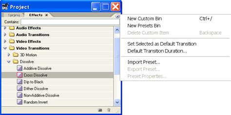 Default Transitions In Adobe Premiere