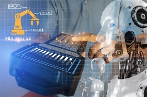 Concept Of Robot Control In Industry Industry 50 Stock Image Image