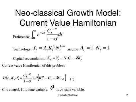 Ppt Dynamic Programming In Economic Models Neoclassical Growth Model Bellman Equation