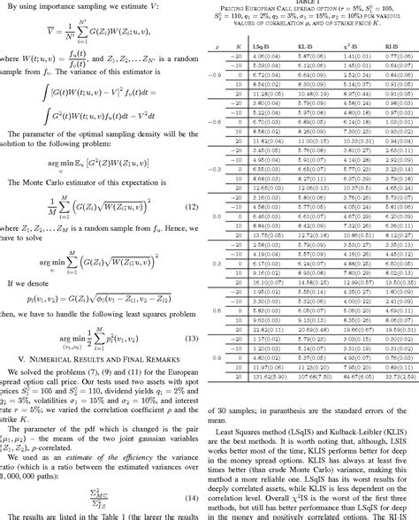 Table I From Monte Carlo Variance Reduction Importance Sampling Techniques Semantic Scholar