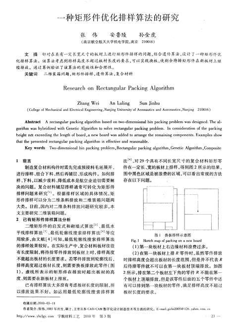 一种矩形件优化排样算法的研究 word文档在线阅读与下载 免费文档