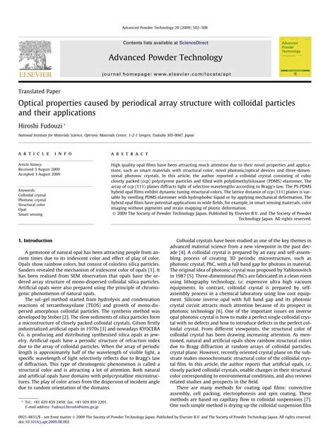 Pdf Optical Properties Caused By Periodical Array Structure With