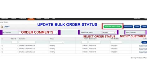 OpenCart Bulk Order Status Update
