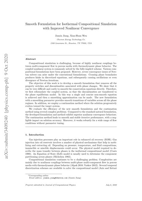 pdf smooth formulation for isothermal compositional simulation with