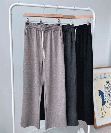 젠델 와이드팬츠 부들부들 텐셀 안감 고퀼리티 일자 하비 바지 밴딩 트레이닝 롱팬츠 당일발송 에이블리