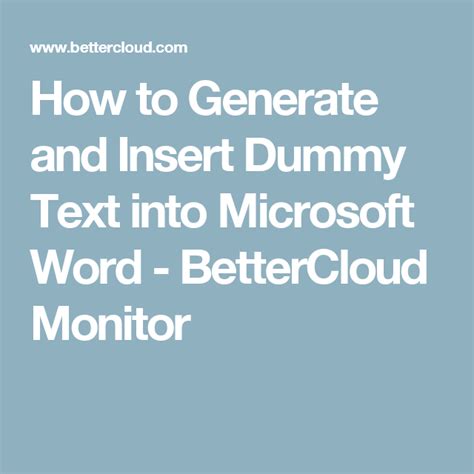 How To Generate And Insert Dummy Text Into Microsoft Word Bettercloud