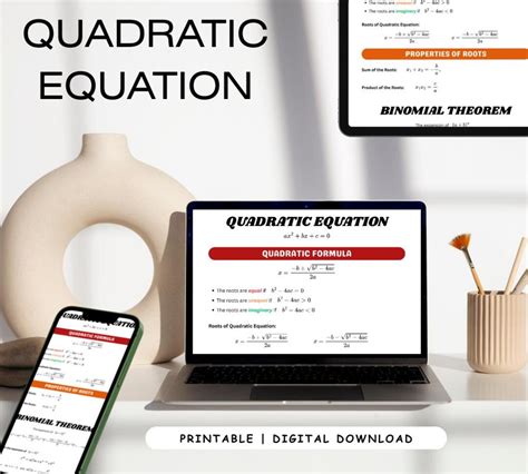 Quadratic Formula And Binomial Theorem Poster Math Printable Study Quadratic Formula And Binomial Theorem Poster Math Printable Study