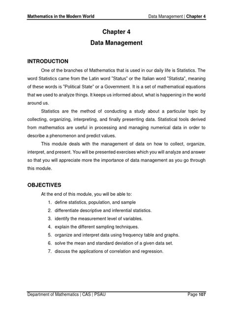 41 107 118 Chapter 41 Data Management Preliminaries And Sampling