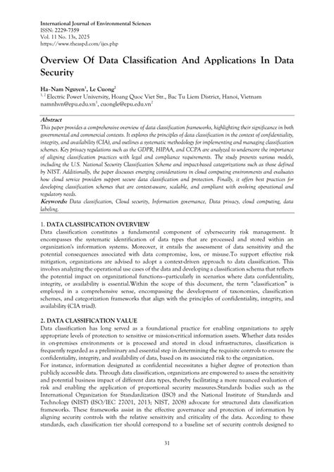 Pdf Overview Of Data Classification And Applications In Data Security