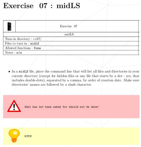 42 的自我挑戰 — Day00 — Ex07（linux） 第0天的第7題，這道題目旨在如何使用manual。 By Tsungyu