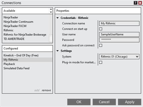 Connecting To Your Rithmic Data Connection