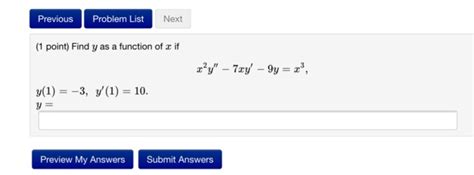 solved find y as a function of x if x 2y 7xy 9y x 3