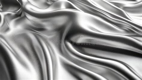 Abstract Metallic Silver Waves With Smooth Reflective Surface Creating A Luxurious Fluid Texture