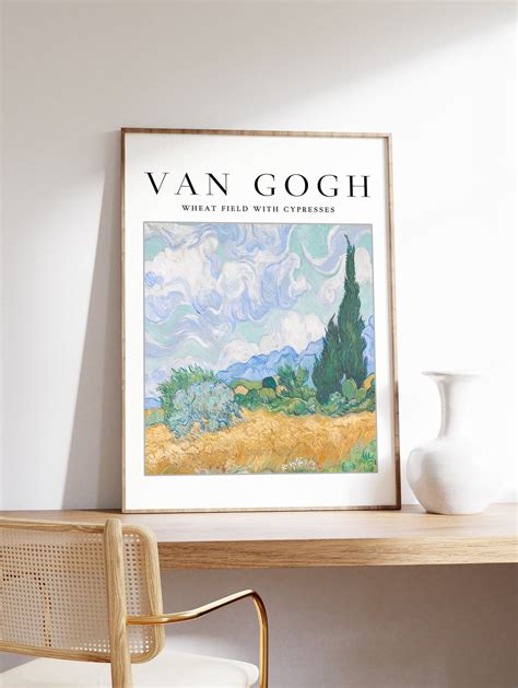 Miluva Van Gogh Exhibition Poster Wheat Field With Cypresses Van Gogh Floral Art Print Wall