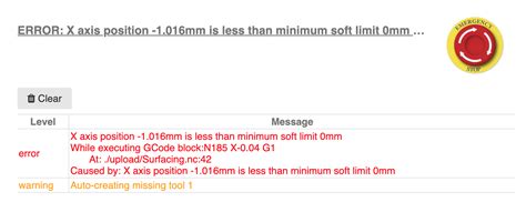 Error X Axis Position When Surfacing Troubleshooting X35 X50