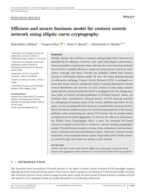 Pdf Efficient And Secure Business Model For Content Centric Network