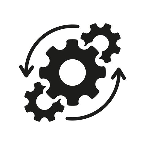 Workflow Cog Wheel Symbol Pictogram Circle Gear Work Progress Silhouette Icon Gear And Round