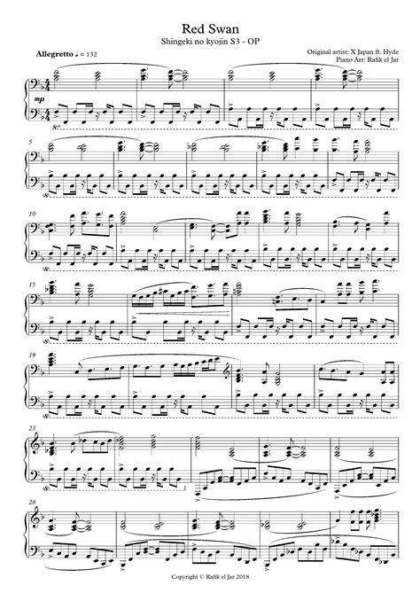 Red Swan Shingeki No Kyojin Season 3 Op Sheet Music Sheethost