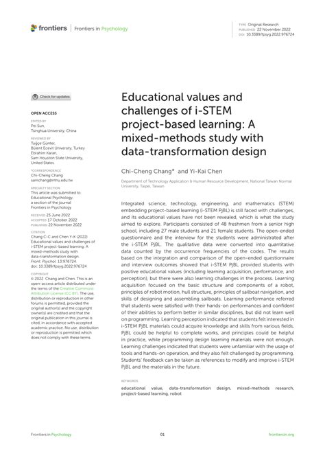 Pdf Educational Values And Challenges Of I Stem Project Based