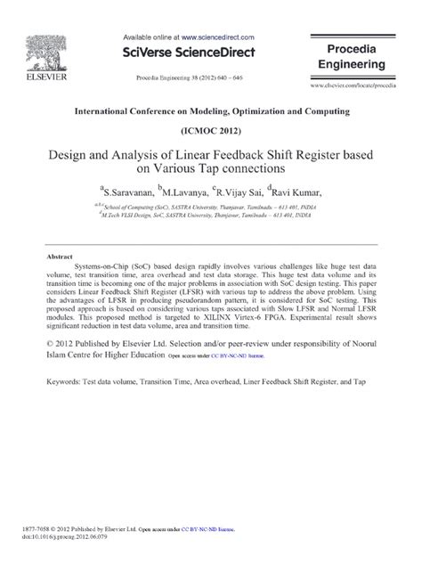 design and analysis of linear feedback shift register based on various