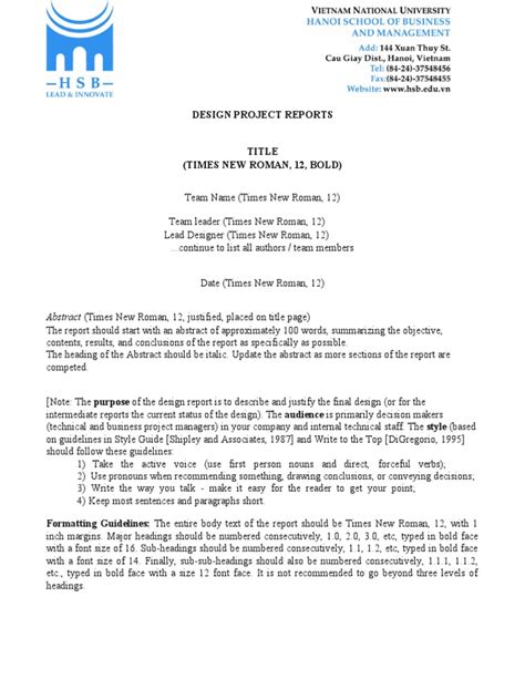 Design Project Report Template Pdf Abstract Summary Brainstorming