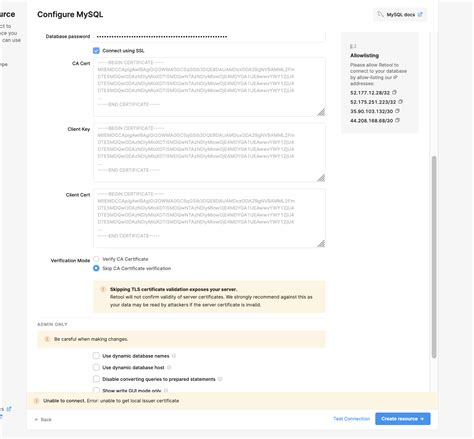 Mysqlssl Error Unable To Get Local Issuer Certificate Queries And Resources Retool Forum
