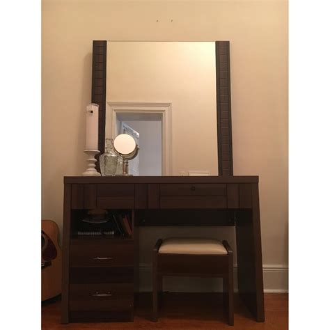 Vintage Mid Century Modern Vanity W Mirror And Stool Aptdeco