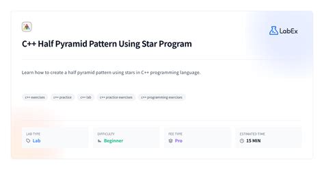 create a half pyramid pattern using stars in c labex