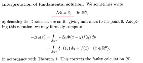 interpretation of fundamental solution of laplace s equation in evans
