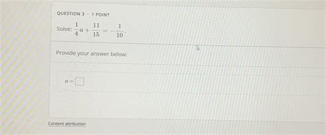 Solved Question 3 1 ﻿pointsolve 14a1115 110provide