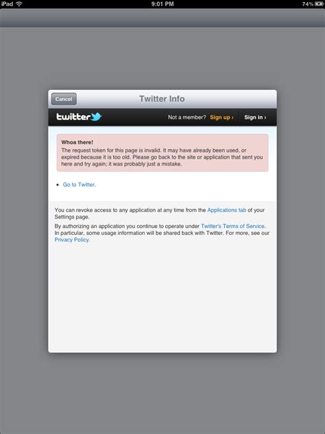 Objective C Twitter Login Error On IPad Whoa There Stack Overflow
