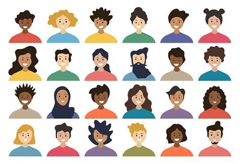 사람들 아바타 아이콘 세트 소셜 네트워크 및 응용 프로그램에 대한 다양한 얼굴 프로필 벡터 추상 그림 가공의 인물에 대한 스톡 벡터 아트 및 기타 이미지 Istock