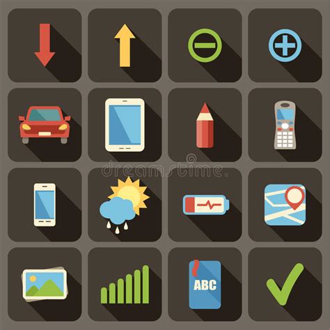 Flat Icons Set For Web Stock Vector Illustration Of Arrow