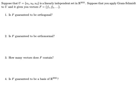 Solved Suppose That U U U U Is A Linearly Chegg Com
