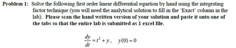Solved Problem 1 Solve The Following First Order Linear