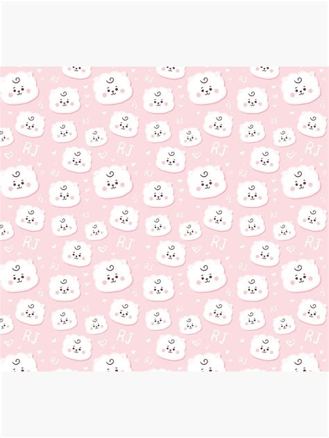 Bts Cute Bt21 Rj Pattern In Pink Background Poster For Sale By