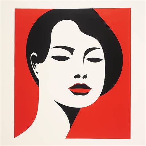 Premium Photo Minimalist Screen Print Of Beautiful Woman