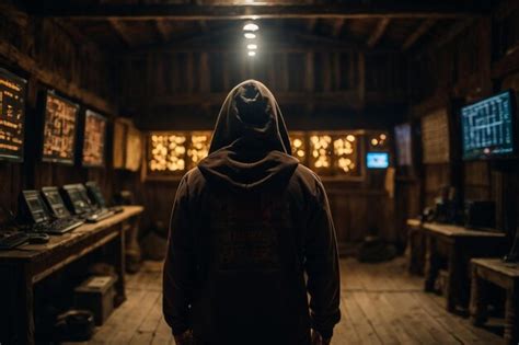 Premium Ai Image Back View Of Unrecognizable Man In Hoodie Standing