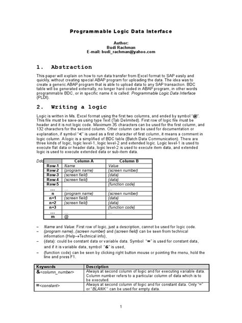 An Efficient Method For Programmatically Transferring Data Between Excel And Sap Using