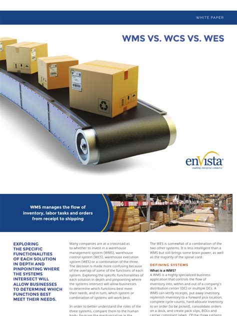 Wms Vs Wes Vs Wcs Pdf Automation Radio Frequency Identification