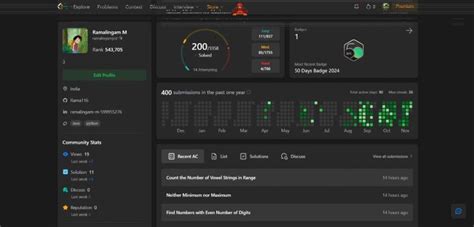 Ramalingam M On Linkedin Leetcode Codingjourney Problemsolving