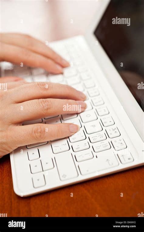 Woman Typing On A Mini Keyboard For IPad Stock Photo Alamy