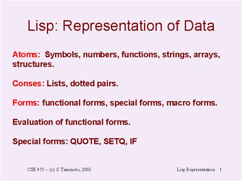 Lisp Representation Of Data