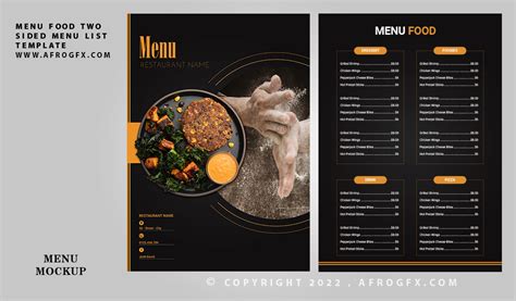 Menu Food Two Sided Menu Template Psd Free Download Afrogfx