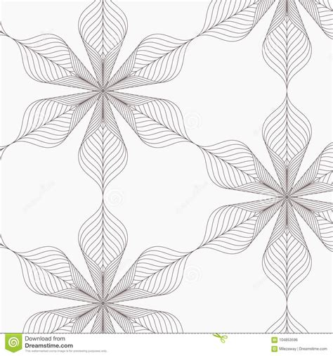 Linear Vector Pattern Repeating Abstract Leaves Gray Line Of Leaf Or Flower Floral Graphic