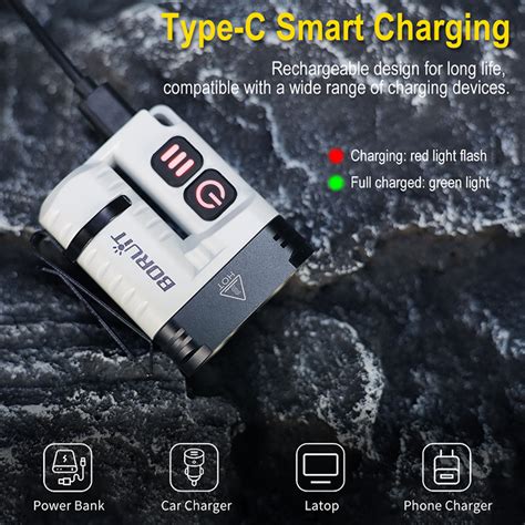 Boruit New U6 Clip And Magnet Torch Light Emergency Rechargeable Mini