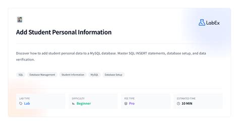 Sql 학습 데이터베이스 관리 학생 정보 Mysql 튜토리얼 Labex