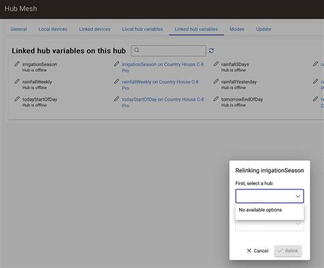 variables on hub mesh did not re link after migration and are now