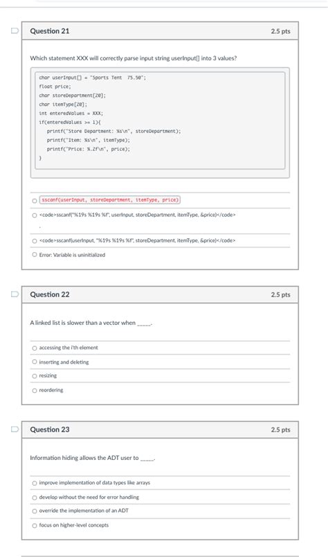 Solved Question 21 25 Pts Which Statement Xxx Will