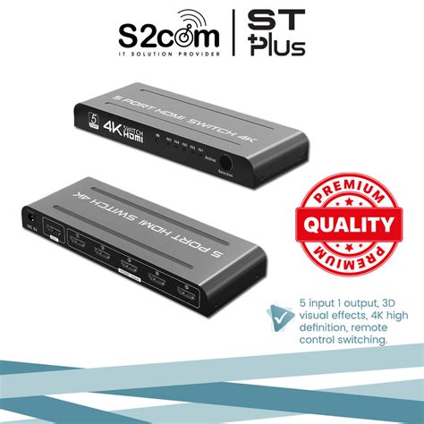 5 input 1 output kvm switch hdmi splitter support 2kx4k hd 30 meter